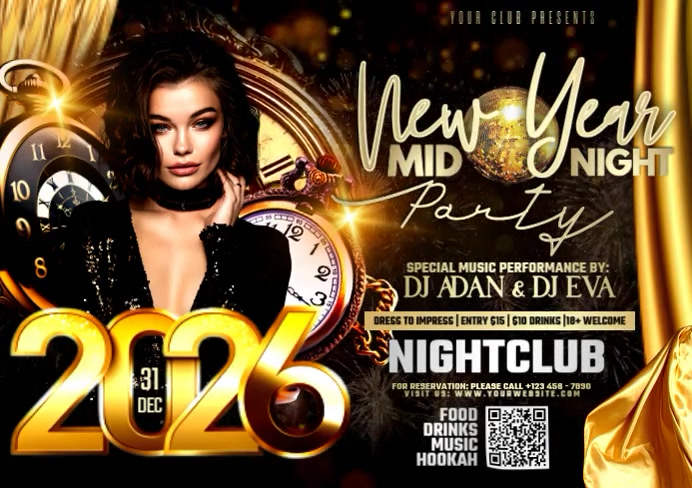 New Year Midnight Nightclub Party Template | PosterMyWall