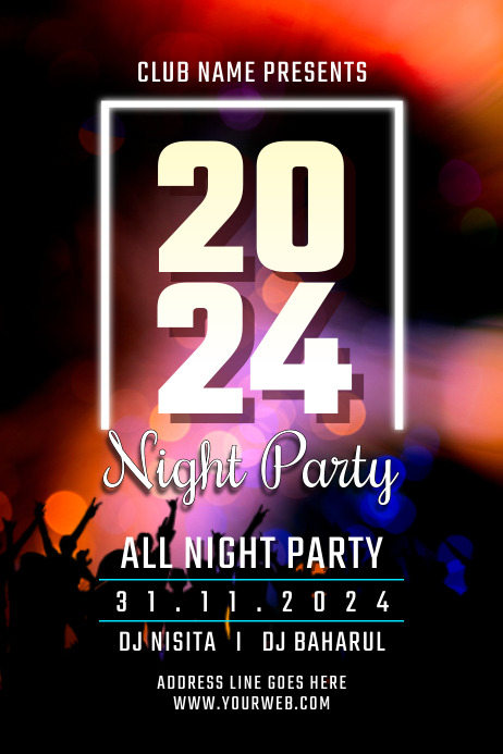 New year Night party flyer 2024 Template | PosterMyWall