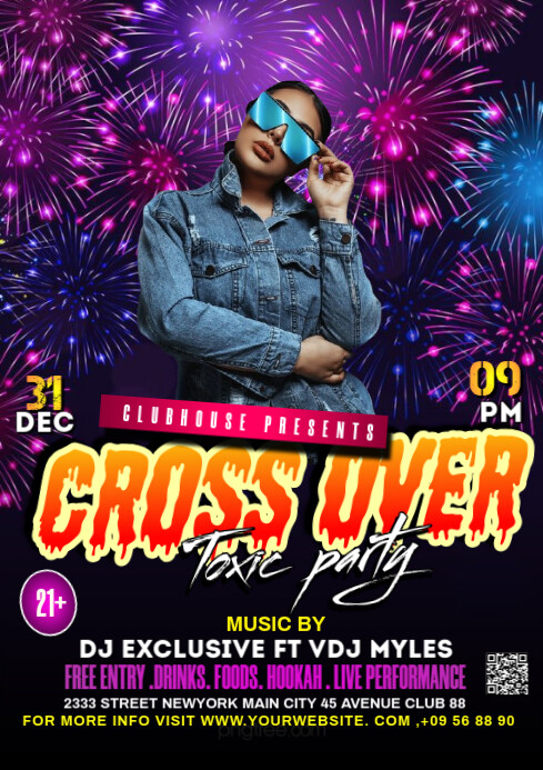 new year party, cross over pary Template | PosterMyWall