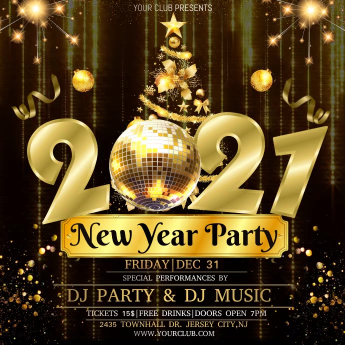 New year party, new year's eve instagram post Template | PosterMyWall