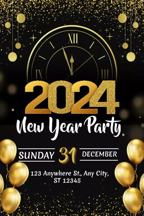New Year Party 2024 Template | PosterMyWall
