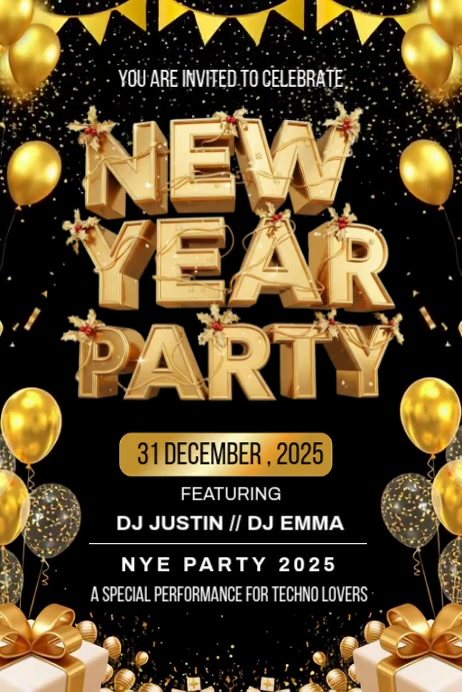 New Year Party 2025 Template | PosterMyWall