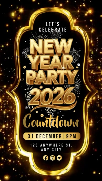 New Year Party 2026 Countdown Template | PosterMyWall