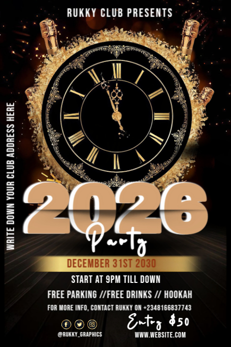 New year party 2026 Template | PosterMyWall