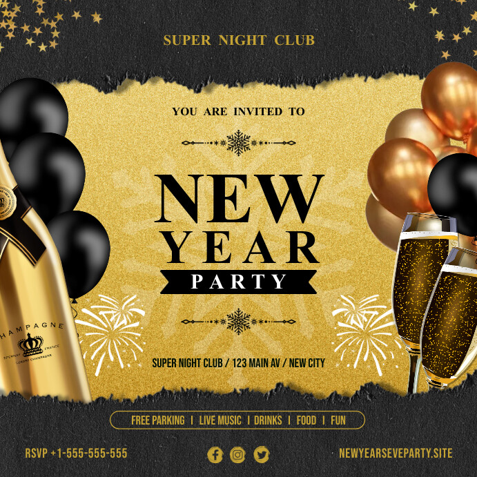 New Year Party Banner Template | PosterMyWall