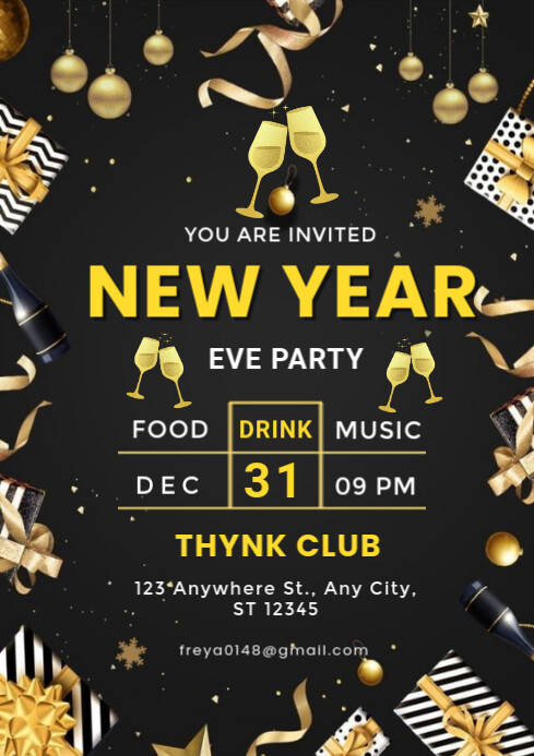 New year party card Templat | PosterMyWall
