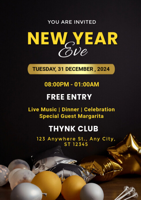 New year party card Template | PosterMyWall