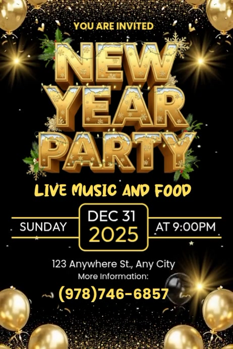 New Year Party Celebration Template | PosterMyWall