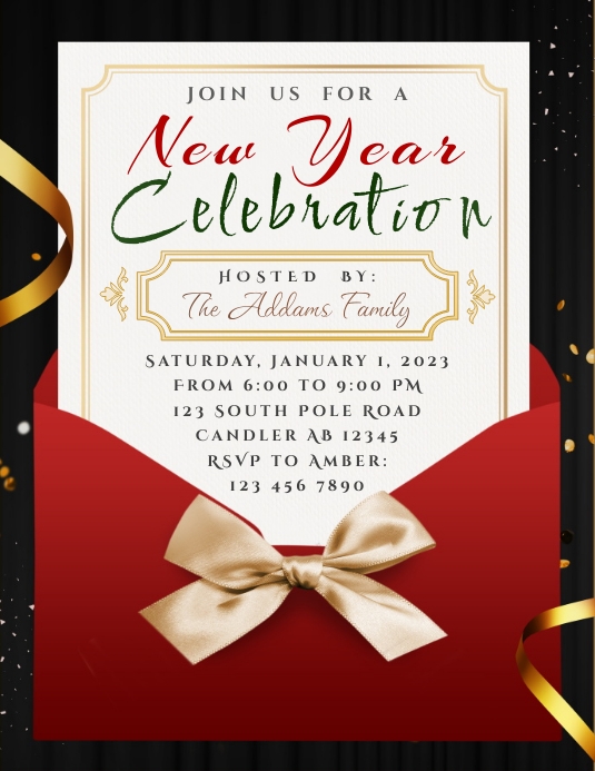 Copy of New Year Party Celebration Red Gold Envelope | PosterMyWall