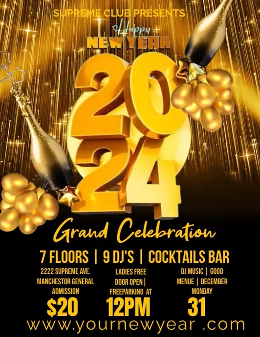 NEW YEAR PARTY FLYER , 024 WELCOME PARTY FLYE Template | PosterMyWall