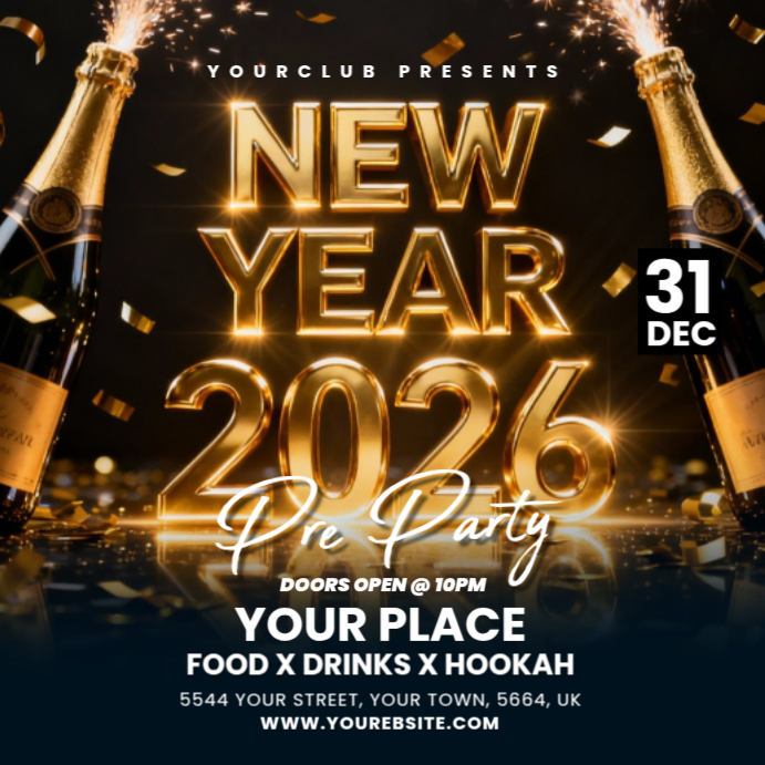 New Year Party Flyer Template | PosterMyWall