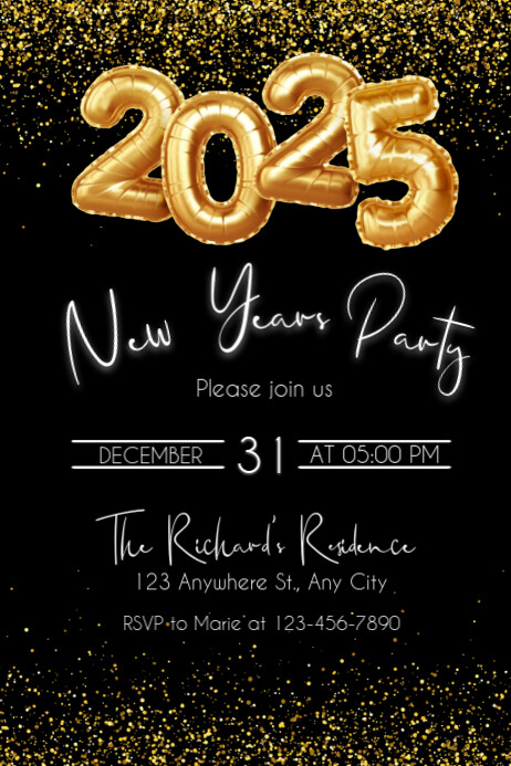 New year party invitation Template | PosterMyWall