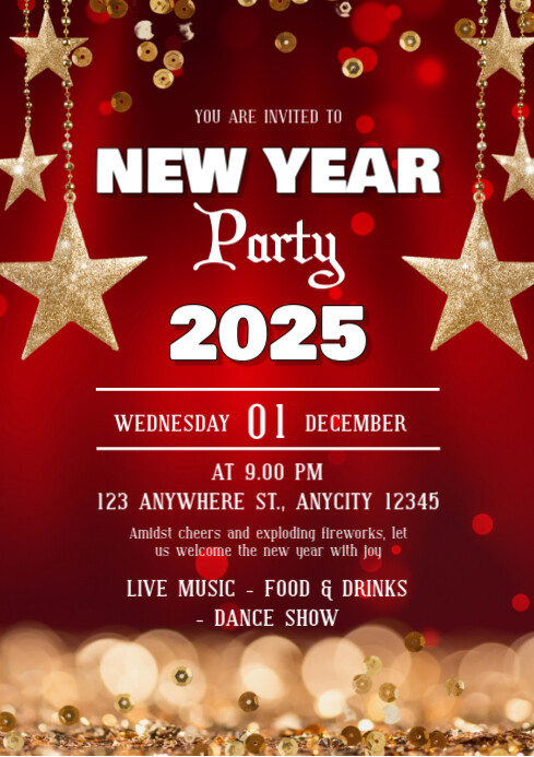 New Year Party Invitation Template | PosterMyWall