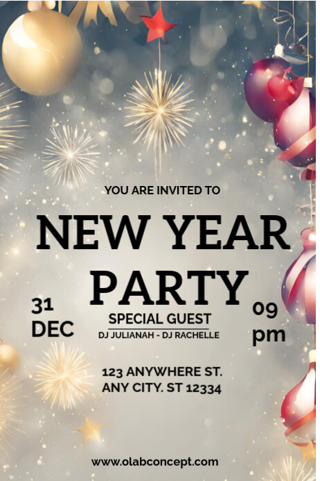 New year party invitation Template | PosterMyWall