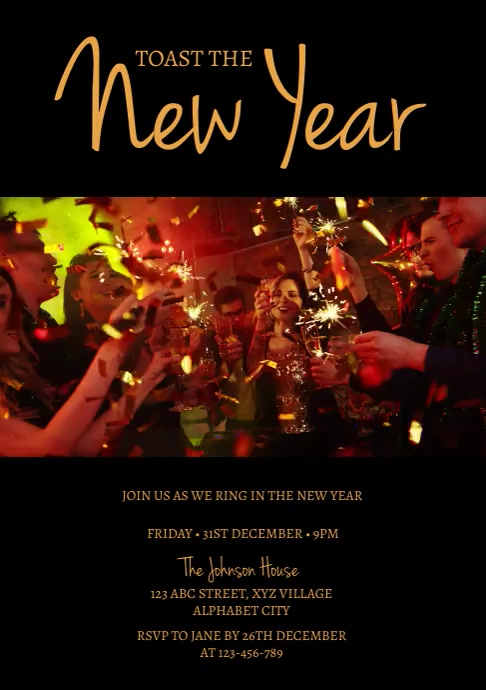 New Year Party Invitation Template | PosterMyWall