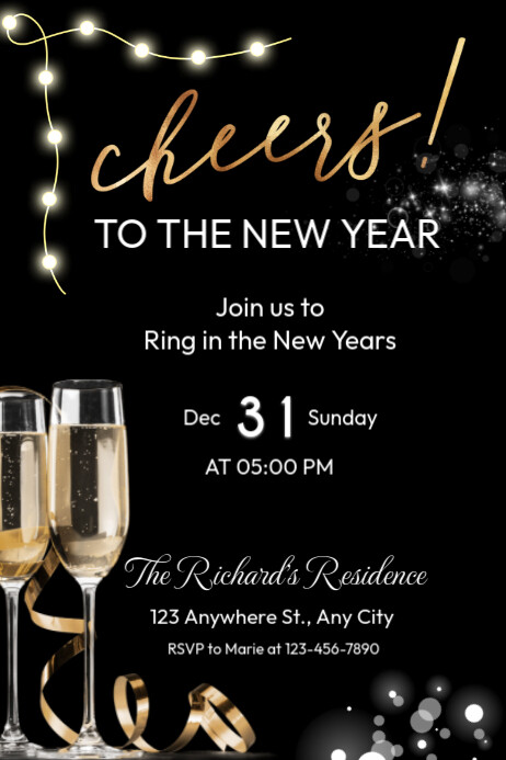 New year party invitation Template | PosterMyWall