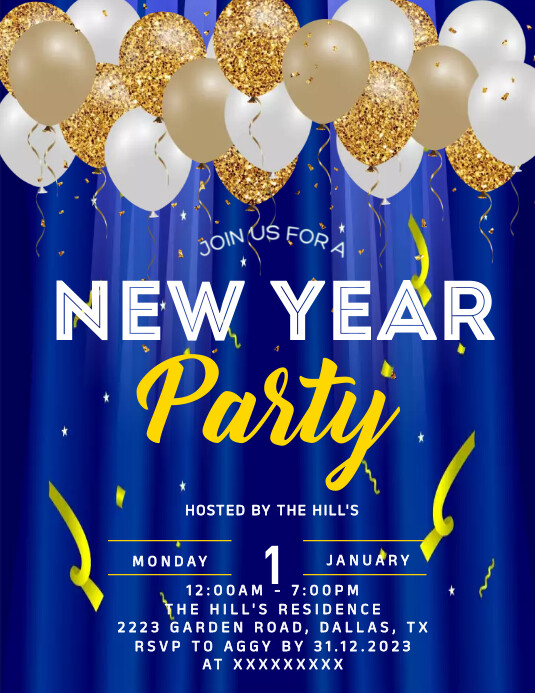 NEW YEAR PARTY INVITATION Template | PosterMyWall
