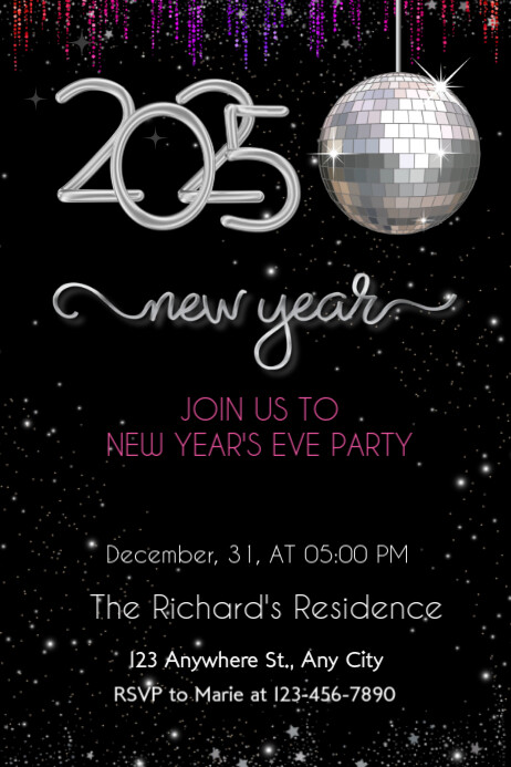 New year party invitation Template | PosterMyWall