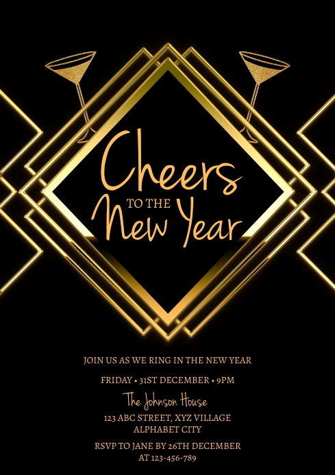 New Year Party Invitation Template | PosterMyWall