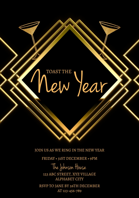 New Year Party Invitation Template | PosterMyWall