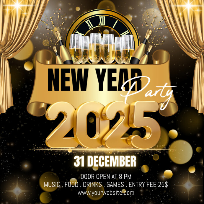 New Year Party Invitation Instagram Post Template | PosterMyWall