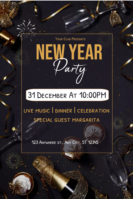 new year party invitation poster Template | PosterMyWall