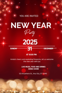 New Year Eve Celebration Invitation Poster. Template | PosterMyWall