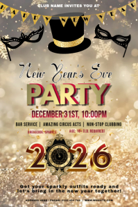 New Year Party invitation poster template | PosterMyWall
