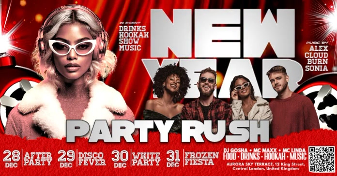 NEW YEAR PARTY RUSH NIGHT Template | PosterMyWall