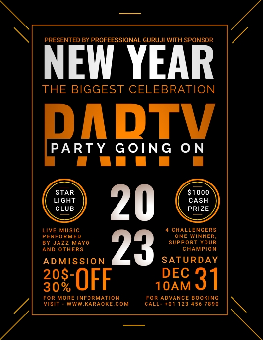new year party text art Template | PosterMyWall