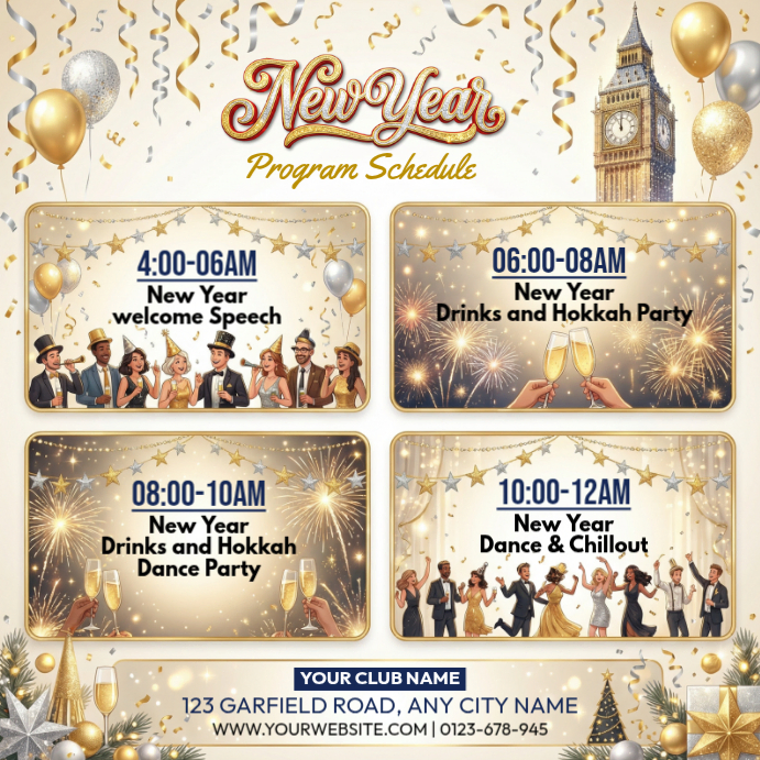 New Year Program Schedule Template | PosterMyWall