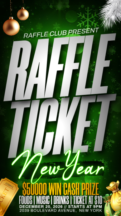 New Year Raffle Ticket Template | PosterMyWall