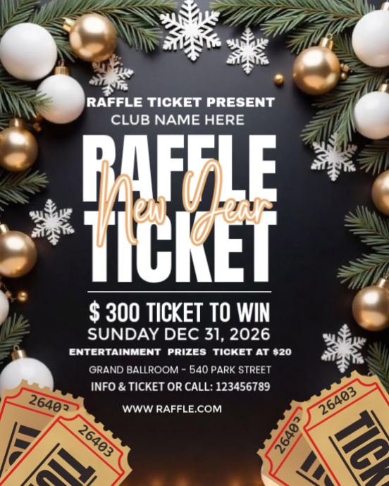 Plantilla de New Year Raffle Ticket | PosterMyWall
