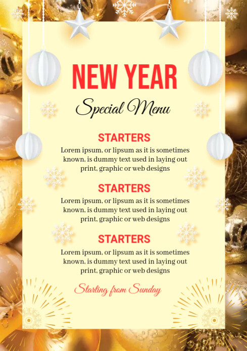 New year rastaurant menu, Template | PosterMyWall