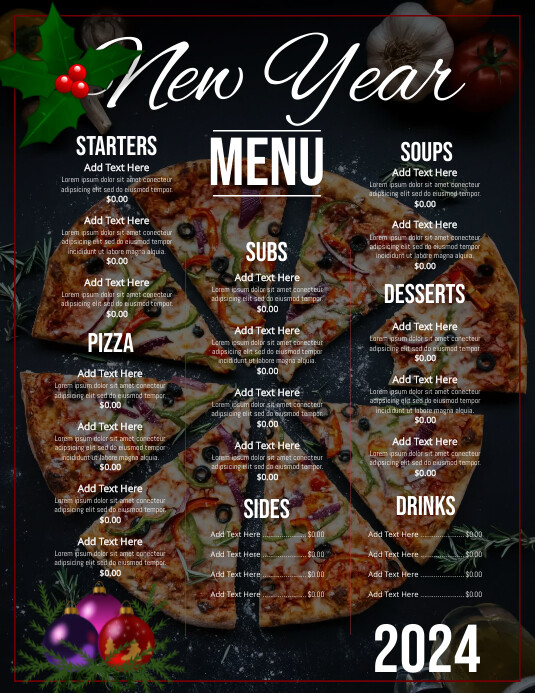 new year rastaurant menu Template | PosterMyWall