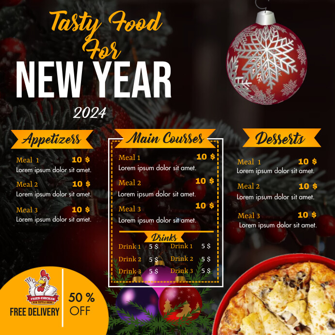 new year rastaurant menu Template | PosterMyWall
