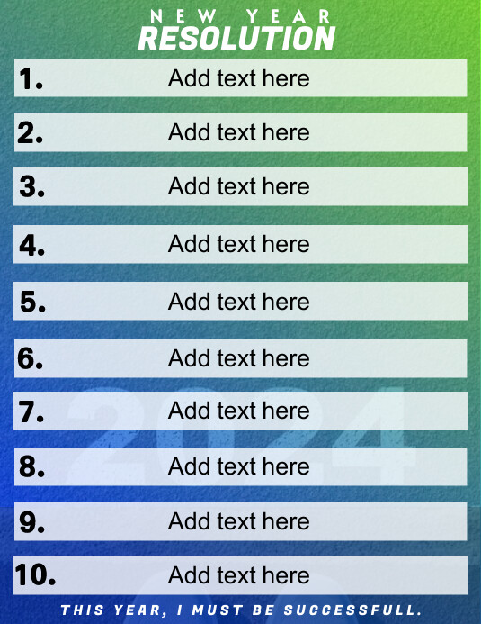 New year resolution card Template | PosterMyWall