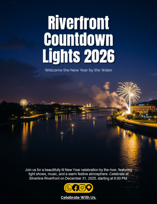 Plantilla de New Year Riverfront Countdown Flyer Template | Premium ...