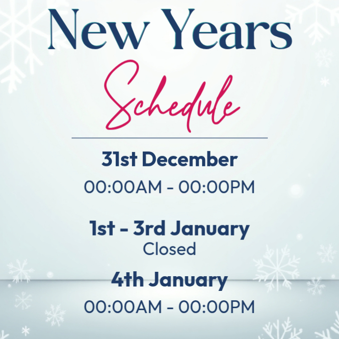 New Year Schedule Sign for Holiday Events Business Hours and January ...
