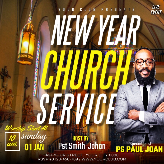 NEW YEAR SERVICE Template | PosterMyWall