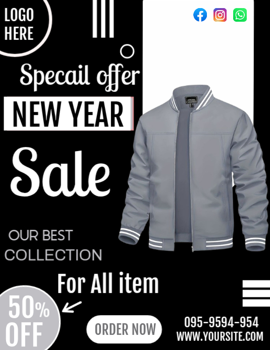 Plantilla de New Year specail jackets sale offer | PosterMyWall