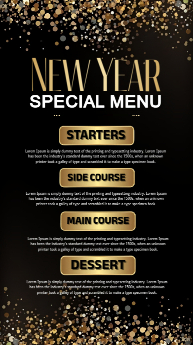 New Year Special Menu Digital Display (9:16) Template | PosterMyWall