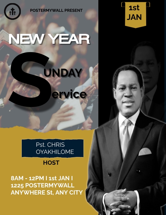New Year Sunday service template flyer | PosterMyWall