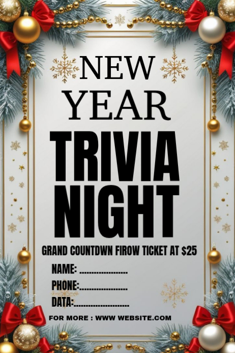NEW YEAR TRIVIA NIGHT Template | PosterMyWall