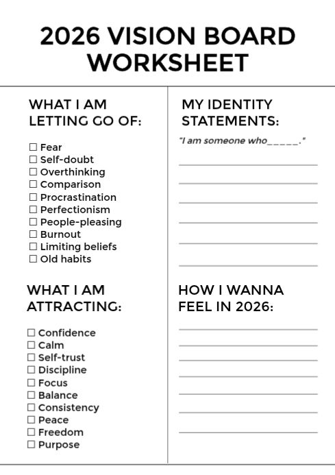 NEW YEAR VISION BOARD WORKSHEET TEMPLATE | PosterMyWall