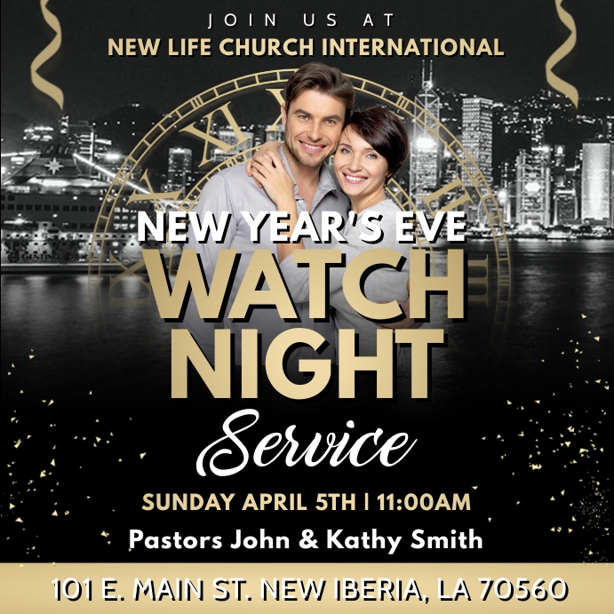 Copy of NEW YEAR WATCH NIGHT CHURCH FLYER TEMPLATE | PosterMyWall