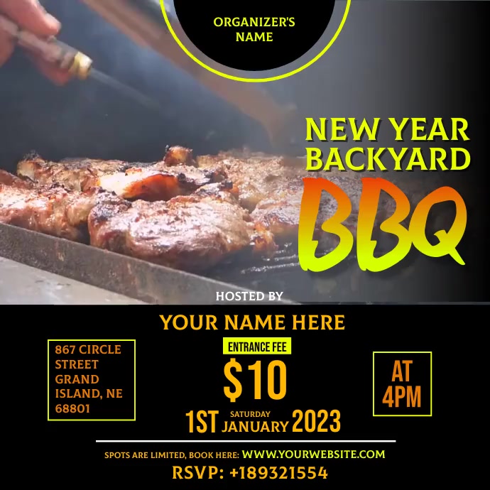 New year Weekend Barbecue Party Poster Video Template | PosterMyWall