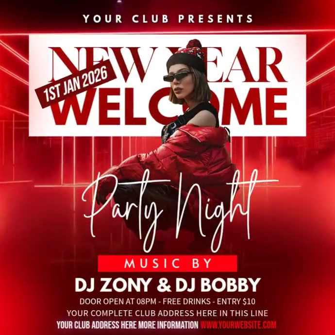 New Year Welcome Party Flyer 2026 Template | PosterMyWall
