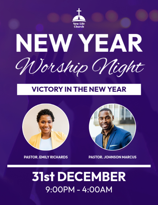 Copy of new year worship night poster template | PosterMyWall