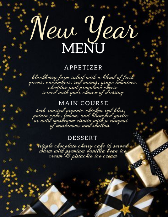 Copy of NEW YEARS DAY DINNER menu TEMPLATE | PosterMyWall